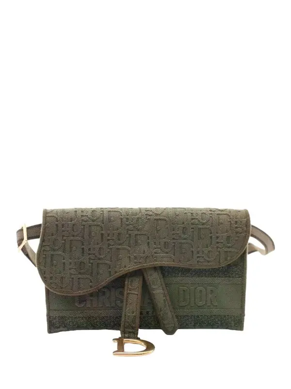 Dior 2000s Saddle Oblique Monogram Belt Bag - Green
