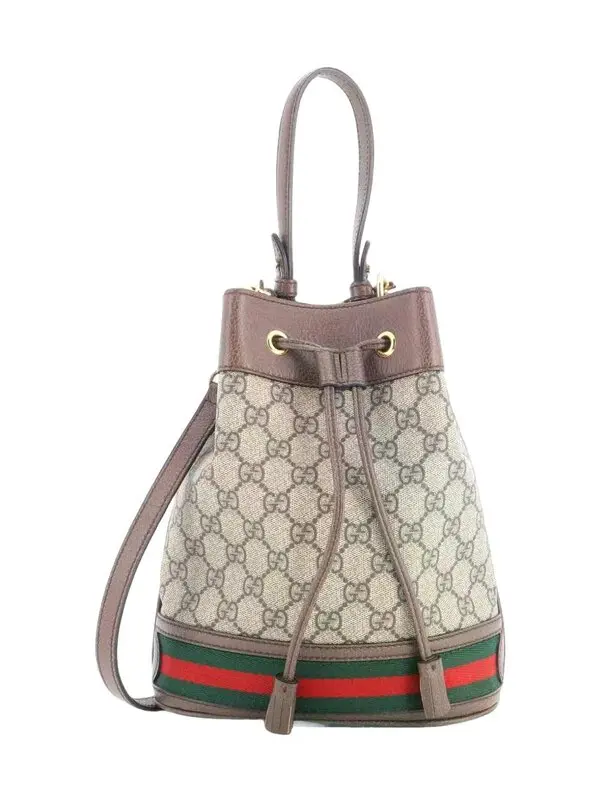 Gucci Ophidia Gg Coated Canvas Small Bucket Bag - Brown