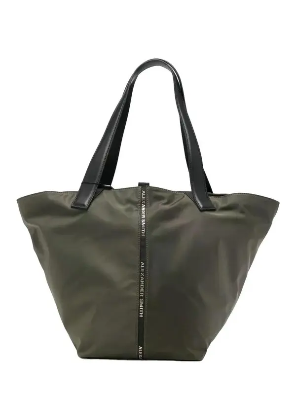 ALEXANDER SMITH Large Laurent Logo-tape Leather Tote Bag - Green