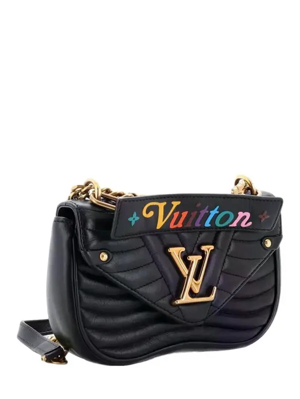 LOUIS VUITTON New Wave Chain Bag Quilted Leather Pm Shoulder Bag - Black