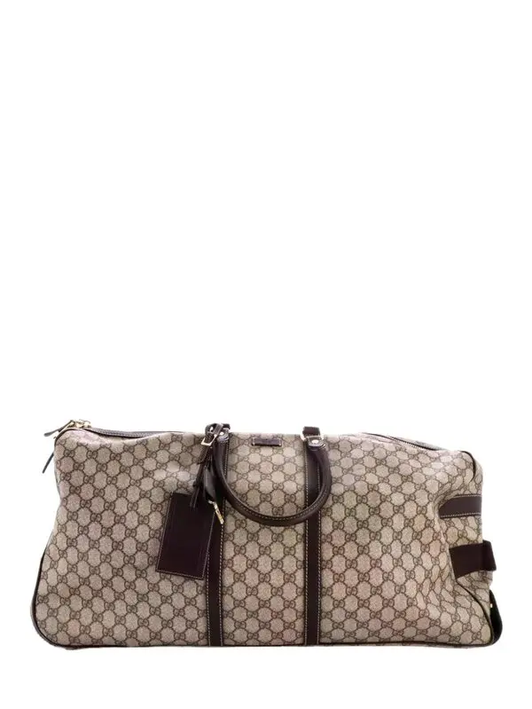Gucci Rolling Duffle Bag Gg Coated Canvas Large Travel Bag - Brown