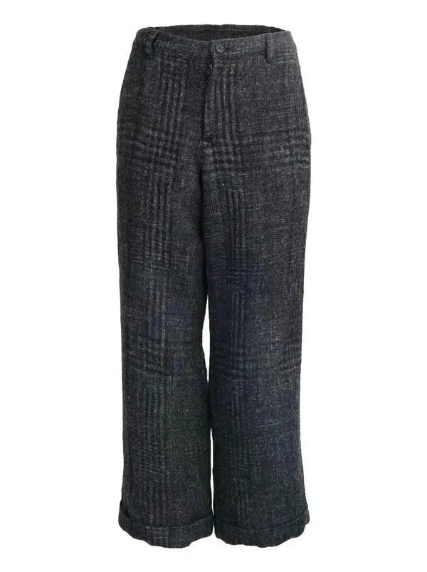 Yohji Yamamoto Plaid Loose-fit Trousers - Grey