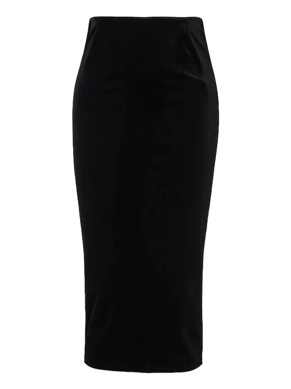 MUGLER Velvet Pencil Skirt - Black