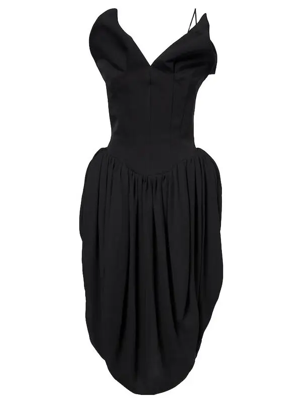 Magda Butrym Draped Cotton And Silk Corset Dress - Black