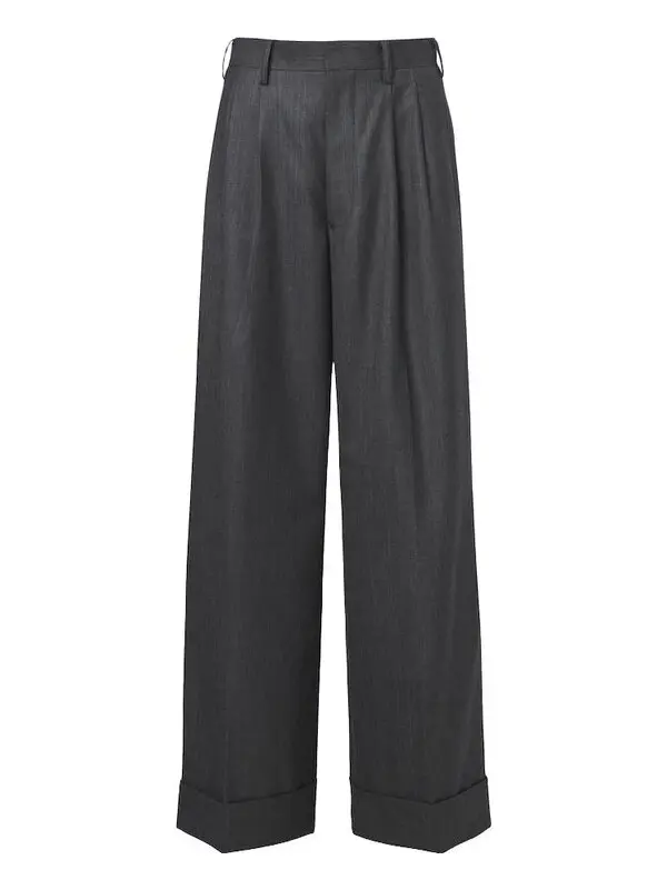 Junya Watanabe Pleated Wool Wide-leg Pants - Grey