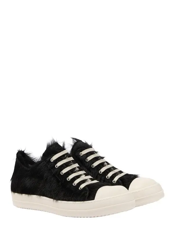 Rick Owens Low Sneaks Calf Hair Sneakers - Black