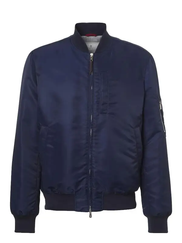 Brunello Cucinelli Cotton-trimmed Bomber Jacket - Blue
