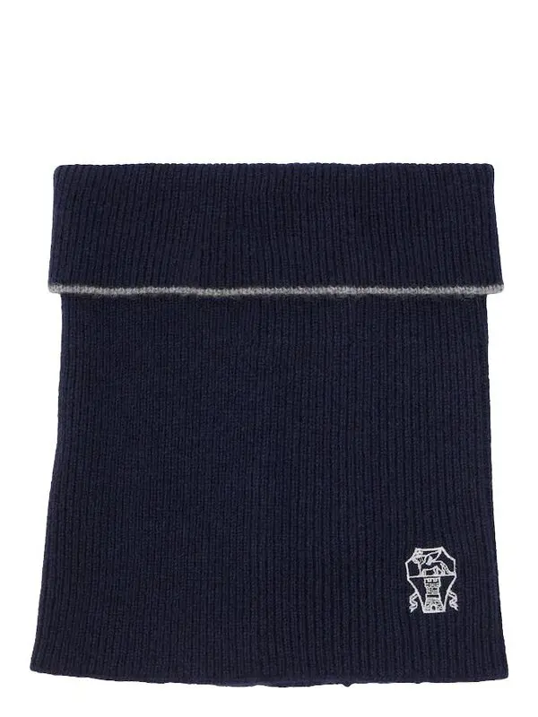 Brunello Cucinelli Logo Cashmere Snood - Blue