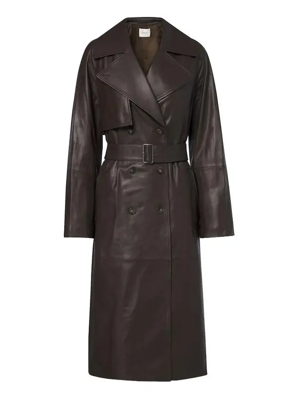 Vince Leather Trench Coat - Brown