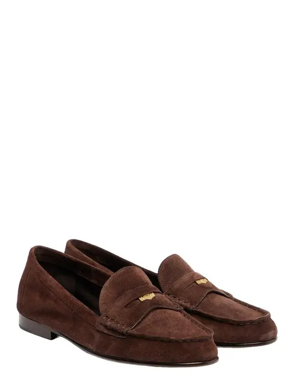 Veronica Beard Suede Penny Loafers - Brown