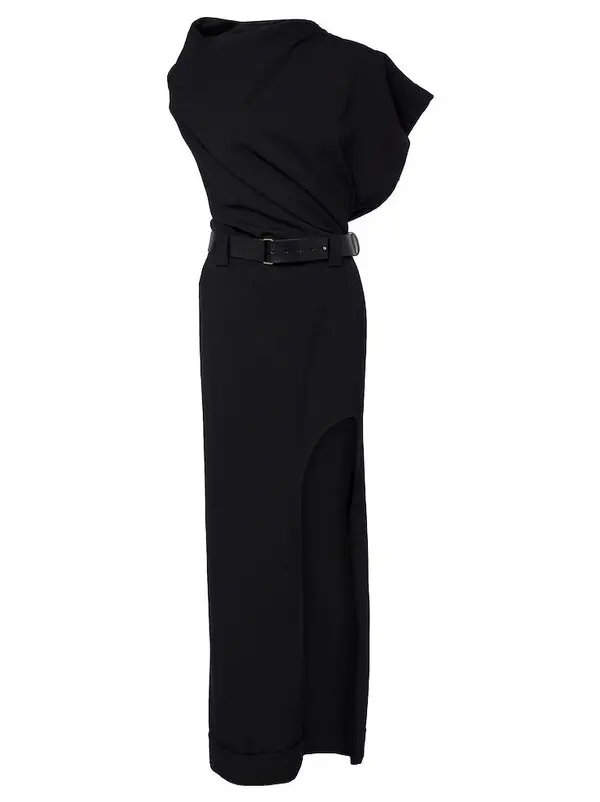Junya Watanabe Asymmetric Wool Maxi Dress - Black