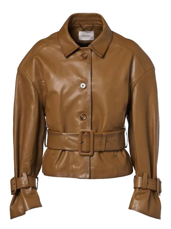 Dorothee Schumacher Sleek Statement Belted Leather Jacket - Brown