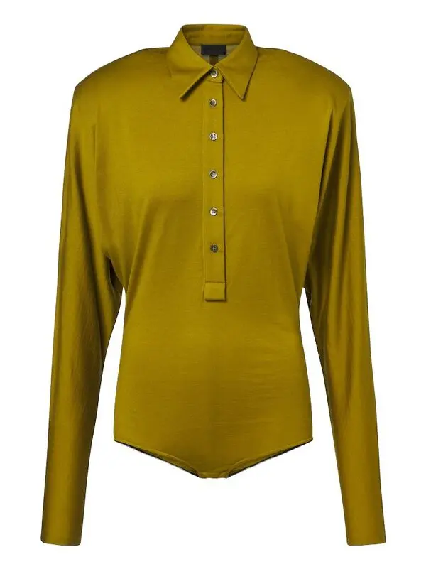 MUGLER Wool-blend Bodysuit - Green