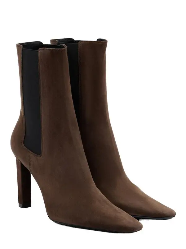 Saint Laurent Francoise Suede Ankle Boots - Brown