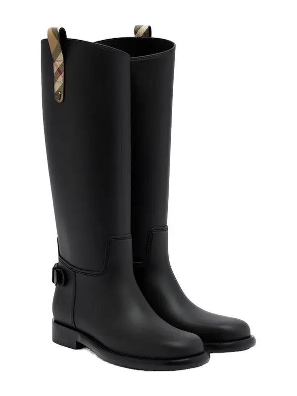 Burberry Check Rain Boots - Black