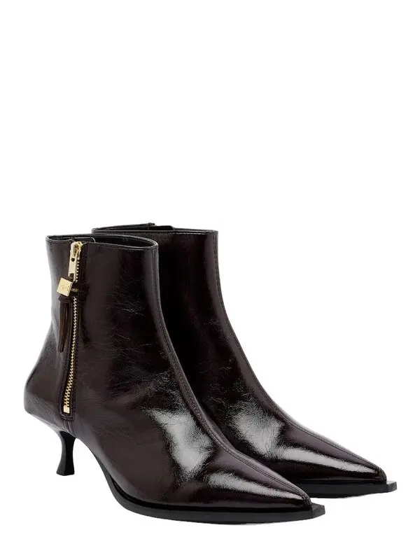 GANNI Ana Textured Ankle Boots - Brown