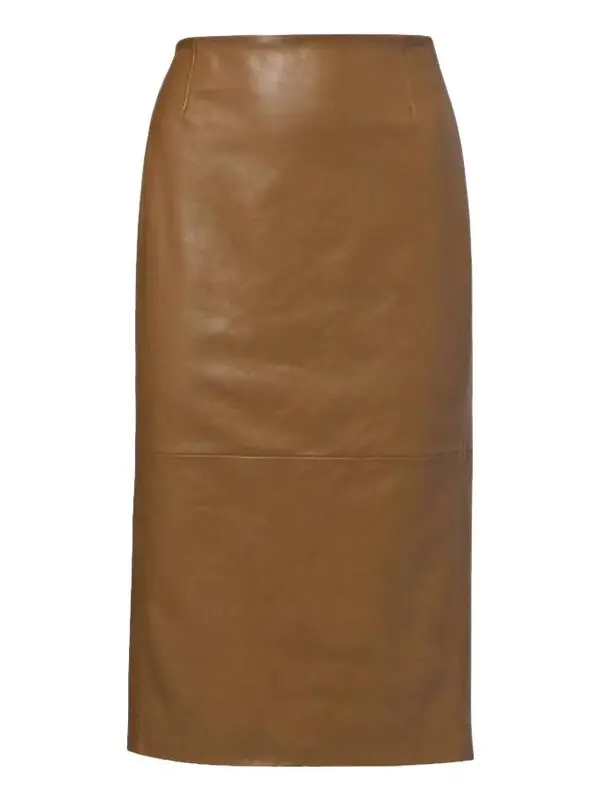 Dorothee Schumacher Sleek Statement Leather Pencil Skirt - Brown