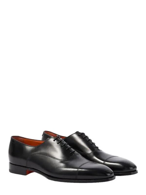 Santoni Leather Oxford Shoes - Black