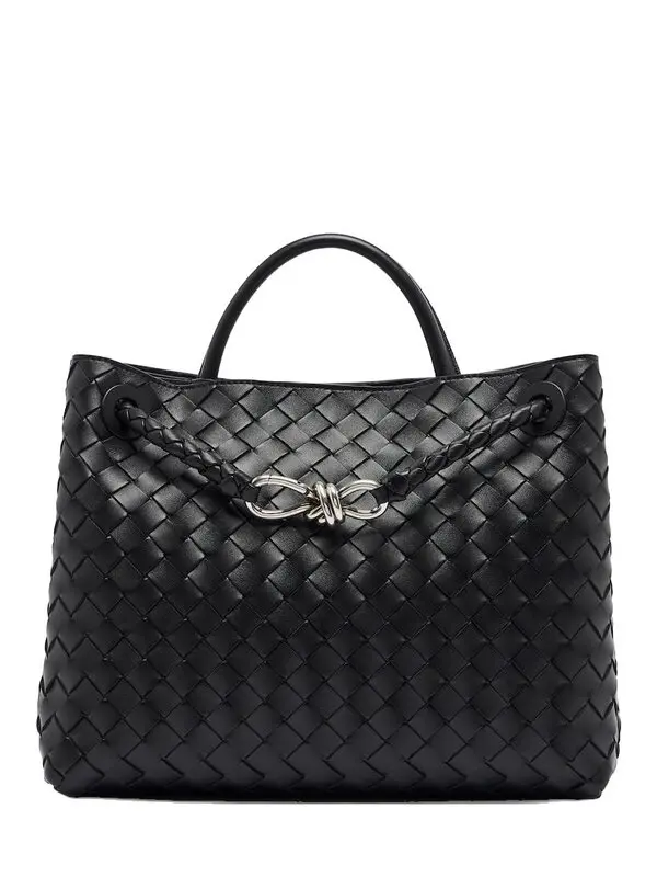 Bottega Veneta Andiamo Intrecciato Large Leather Top-handle Bag - Black