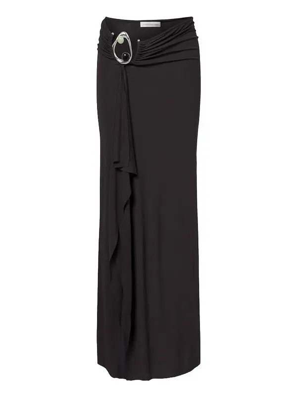 Christopher Esber Orica Crystal Gathered Jersey Maxi Skirt - Brown