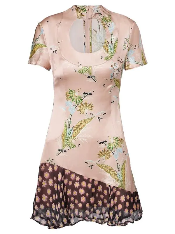 Staud Rae Floral Silk-blend Satin Minidress - Multicoloured