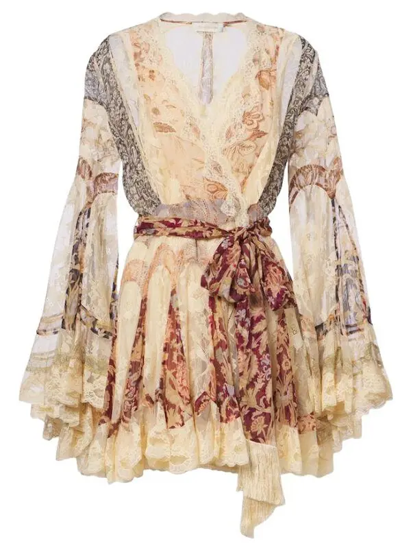 Zimmermann Valiant Floral Lace-trimmed Wrap Dress - Multicoloured