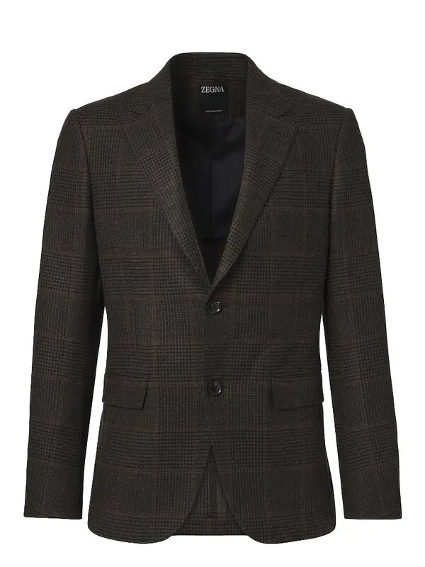 Zegna Prince Of Wales Check Cashmere Blazer - Green
