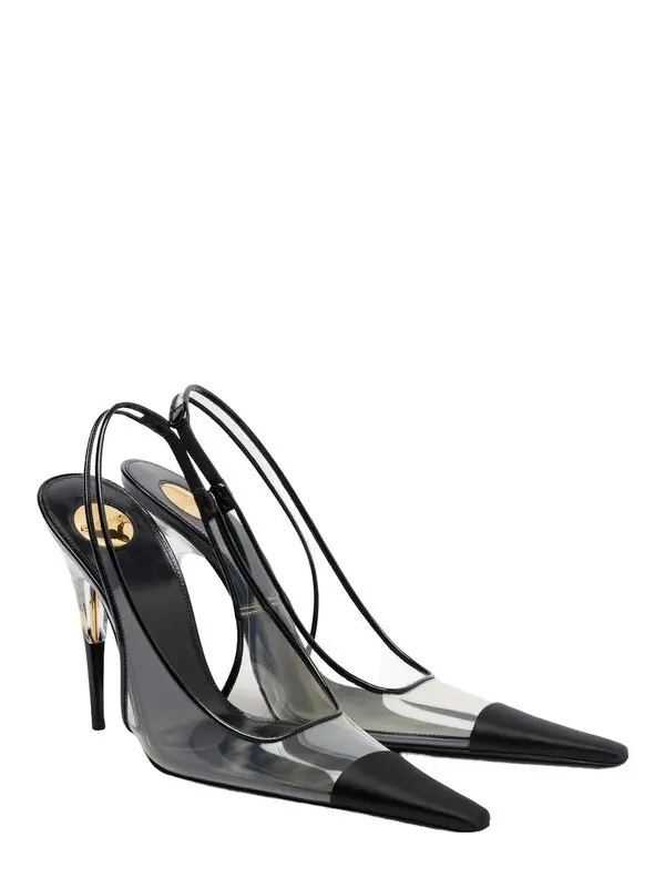Saint Laurent Romy Satin-trimmed Slingback Pumps - Transparent