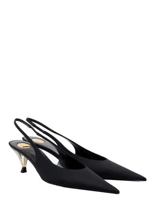 Saint Laurent Fanny Satin Slingback Pumps - Black