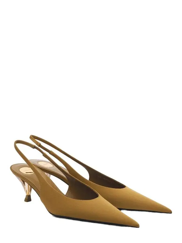 Saint Laurent Fanny Crêpe Satin Slingback Pumps - Brown