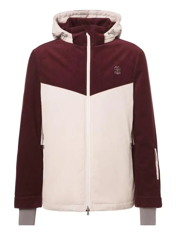 Brunello Cucinelli Hooded Cotton Corduroy Ski Jacket - White