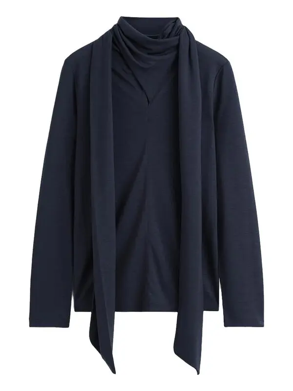 Cos Fluid Scarf-detail Top - Navy
