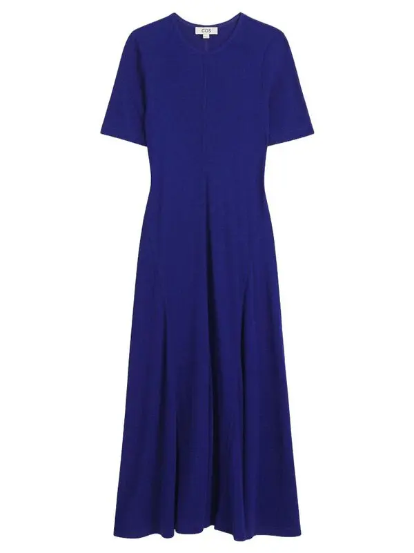 Cos Ribbed-jersey Flared Midi Dress - Blue