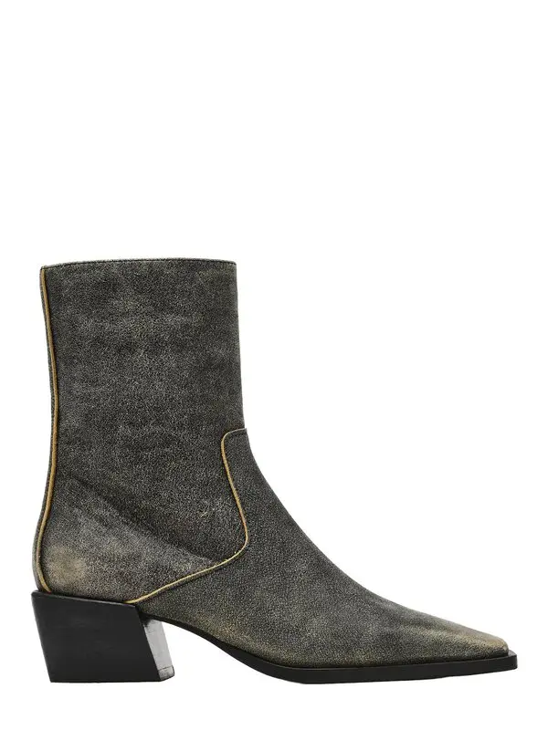 Steve Madden Judson Block Heel Booties - Black Distressed