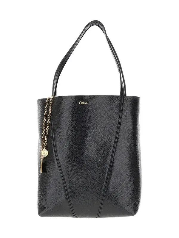 Chloé Grained Leather Medium 'spin' Bag - Black
