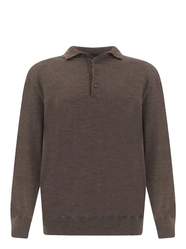 Paul & Shark Polo Shirt In 140's Superfine Merino Wool - Coffee Quartz