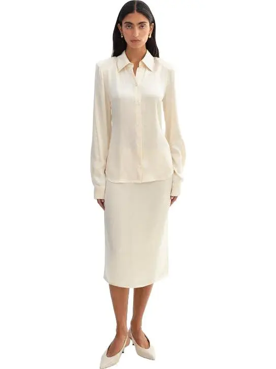 LAMARQUE Mika Satin Skirt - Cream