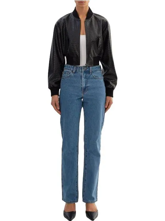 LAMARQUE Evelin W | Cropped Woven Bomber Jacket - Black
