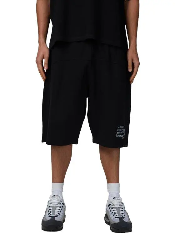 GOOD FOR NOTHING Oversized Wide Leg Icarus Shorts - Black