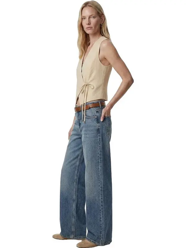 Koton Sleeveless V-neck Wrap Vest With Tie - Stone