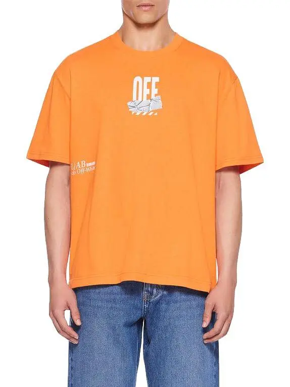 L/AB C/O OFF-WHITE Off Active Duct Tape Graphic T-shirt - Orange Tiger