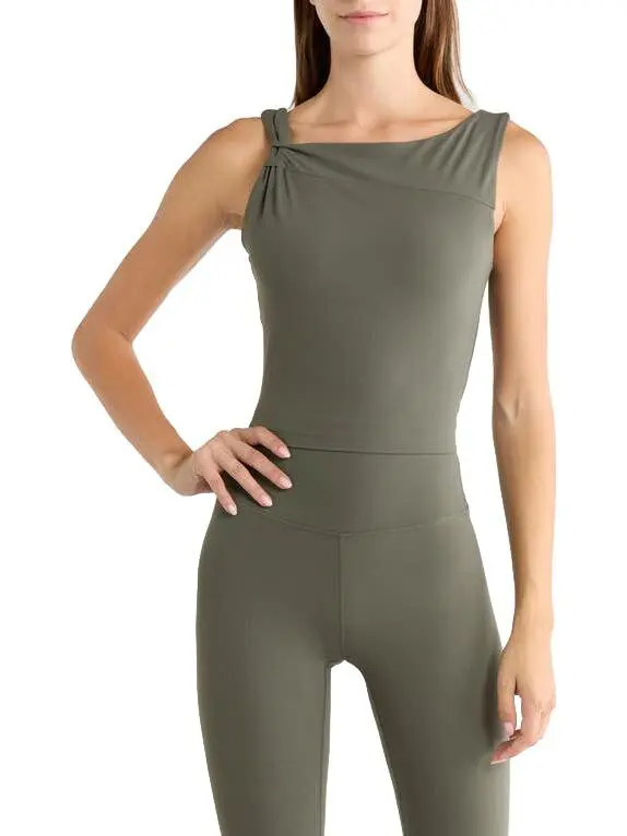 MPG Cloud Asymmetrical Twist Performance Tank - Kambaba