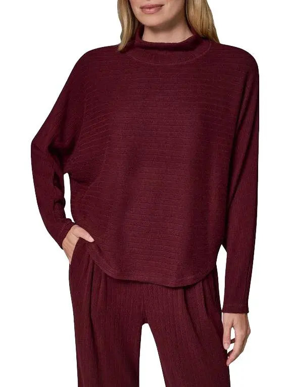 Donna Karan New York Brushed Rib Dolman Sleeve Top - Blk Cherry