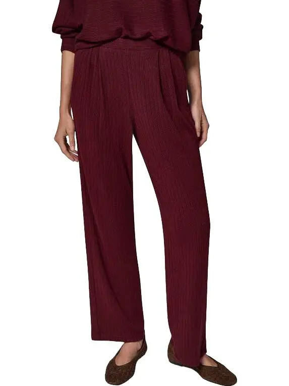Donna Karan New York Brushed Rib Wide Leg Pants - Blk Cherry