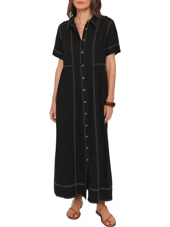 PETAL & PUP Wickson Contrast Stitch Maxi Dress - Black