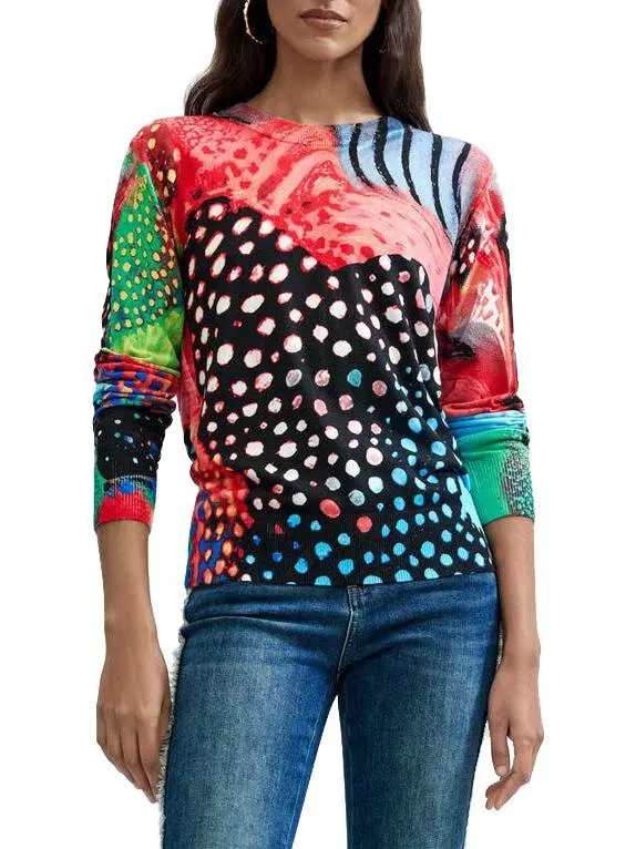 Desigual Thin Gauge Graphic Pullover - Black