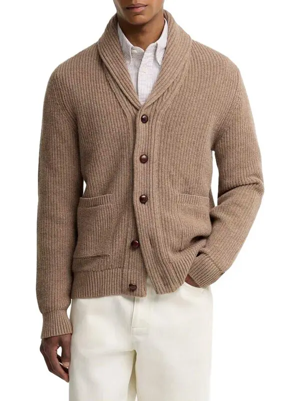 Barbour Hartland Shawl Collar Wool Cardigan - Stone