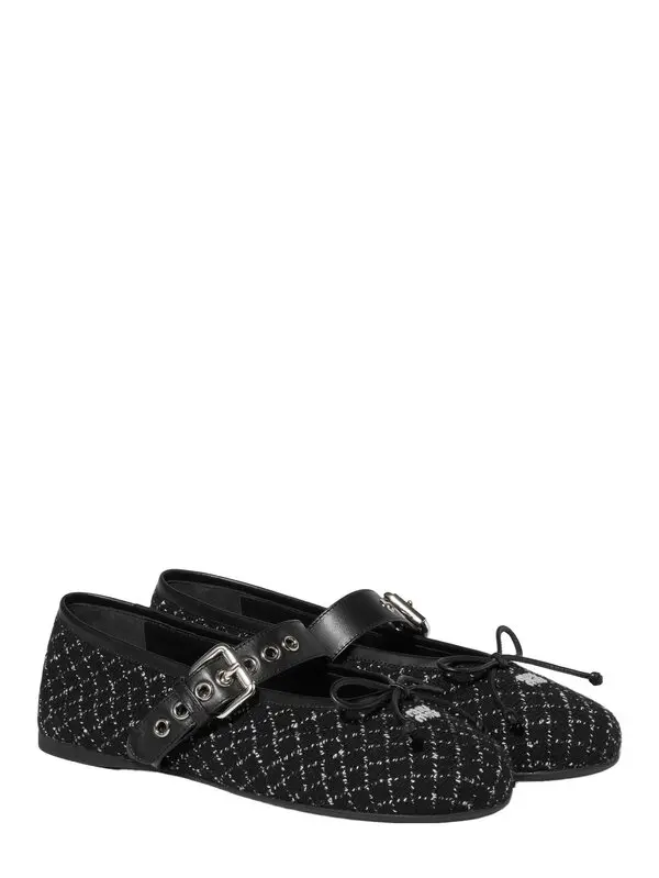 Miu Miu Wool Ballerinas - Black