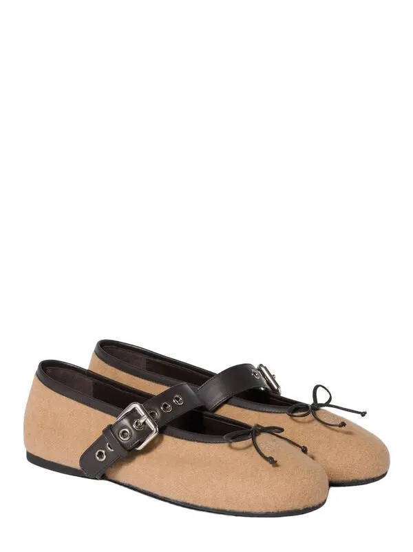 Miu Miu Wool Ballerinas - Camel Brown