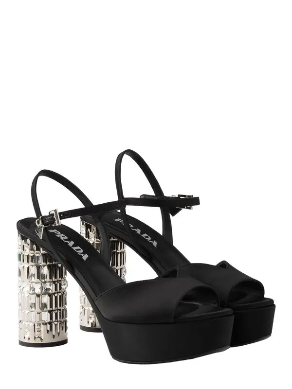 Prada Satin Platform Sandals - Black